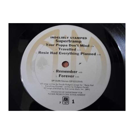 Supertramp - Indelibly Stamped LP Vinyl Record For Sale