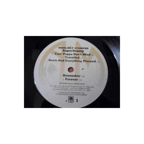 Supertramp - Indelibly Stamped LP Vinyl Record For Sale